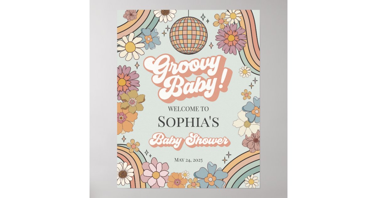 Groovy Baby Shower Retro Welcome Sign | Zazzle