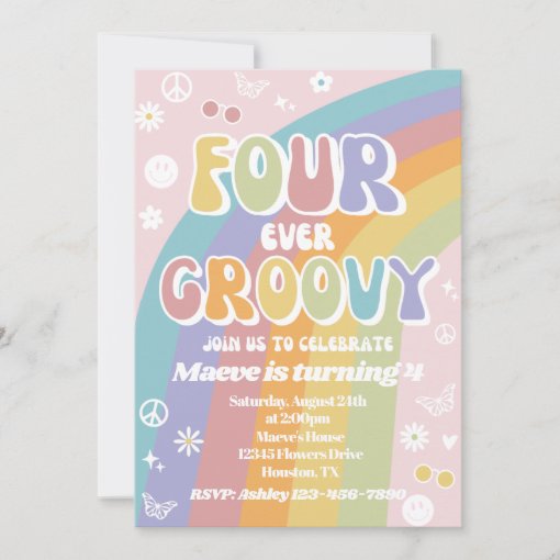 Groovy Birthday Invitation | Fourever Groovy | Zazzle