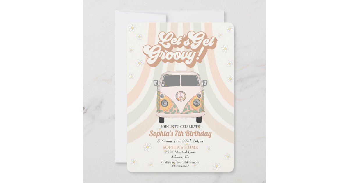 Groovy birthday party, 70s retro theme invitation | Zazzle