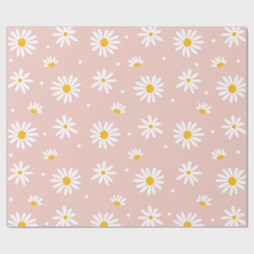 Groovy Blush Boho Daisy Floral Garden Pattern Wrapping Paper | Zazzle