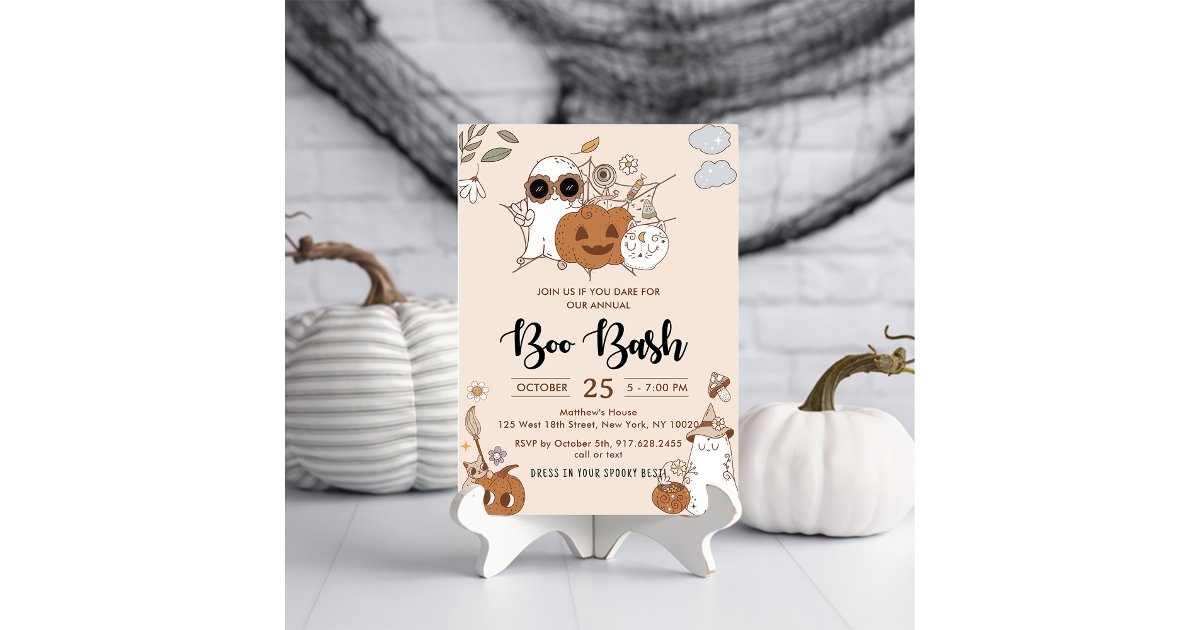 Groovy Boo Bash Halloween Party Invitation | Zazzle