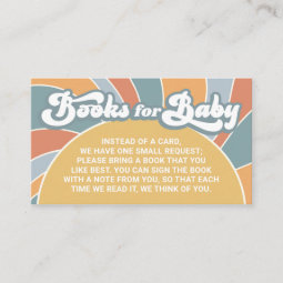 Groovy Books for Baby Retro Sunshine Baby Shower Enclosure Card | Zazzle