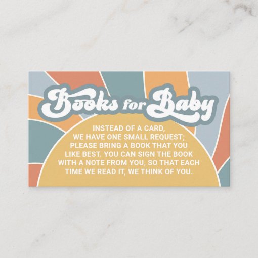 Groovy Books for Baby Retro Sunshine Baby Shower Enclosure Card | Zazzle
