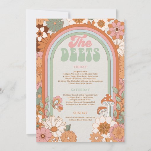 Groovy & Boozy Bachelorette Weekend Itinerary Invitation | Zazzle