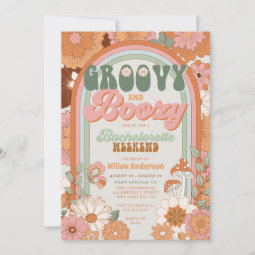 Groovy & Boozy Bachelorette Weekend Itinerary Invitation | Zazzle