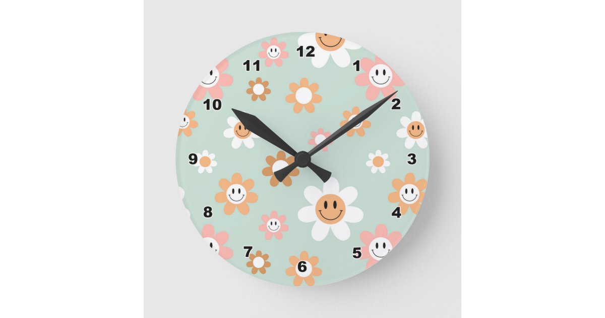Groovy Daisies Wall Clock | Zazzle