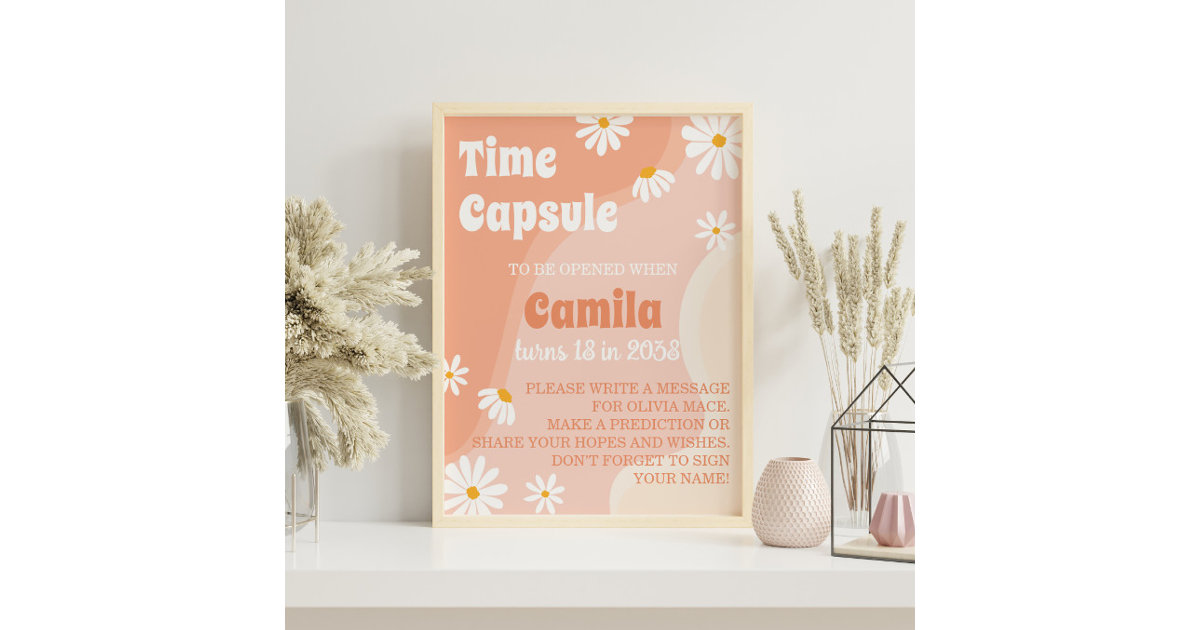 Groovy Daisy Birthday Time Capsule Poster | Zazzle