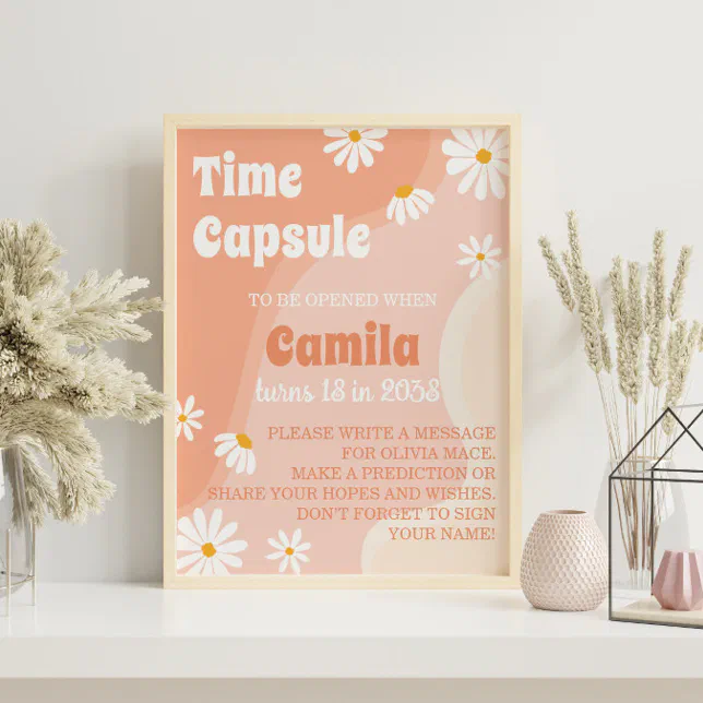 Groovy Daisy Birthday Time Capsule Poster | Zazzle