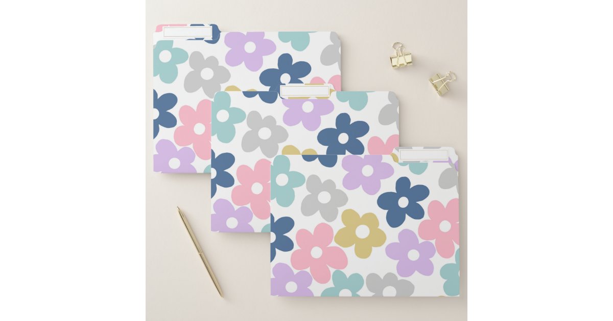 Groovy Daisy Flowers Retro Boho Floral File Folder | Zazzle