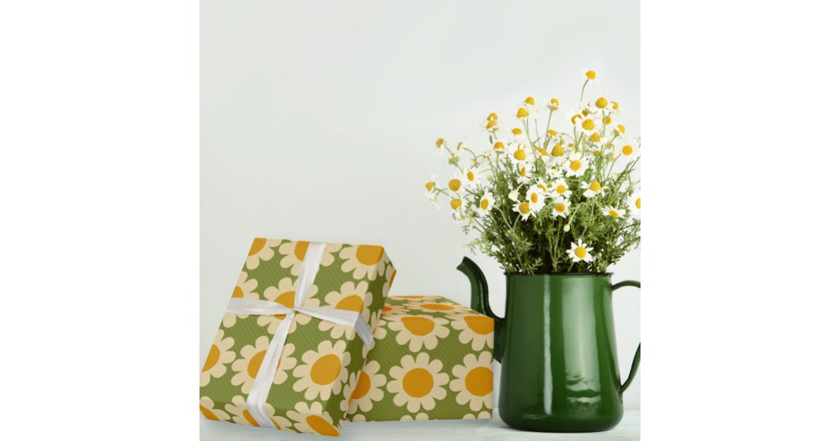 Groovy Daisy Wrapping Paper | Zazzle