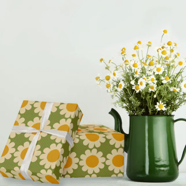 Groovy Daisy Wrapping Paper | Zazzle