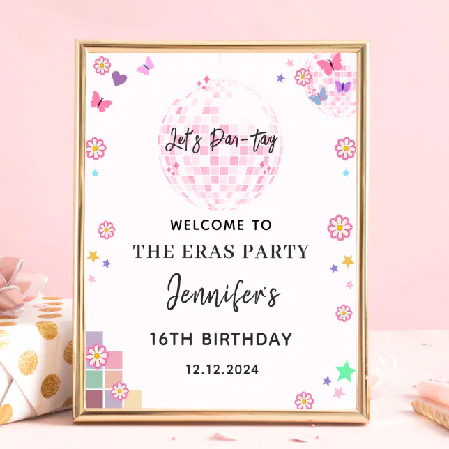 Groovy Disco Eras Birthday Party Poster | Zazzle