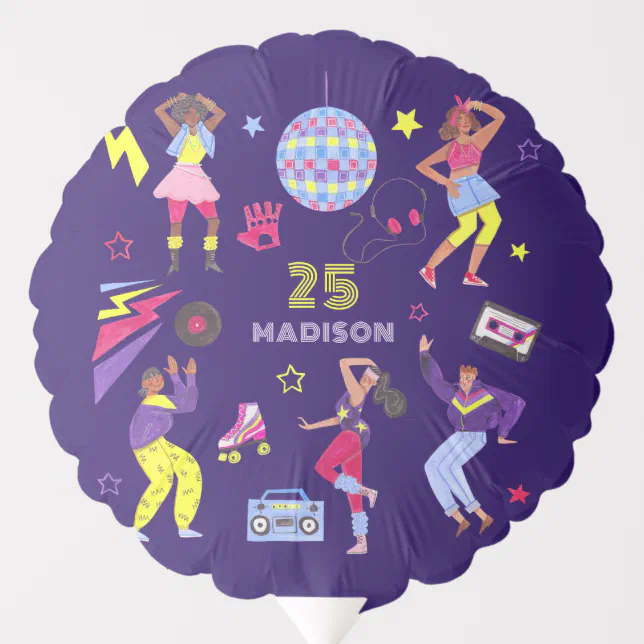 Groovy Disco Purple Party Millennial Retro Balloon | Zazzle