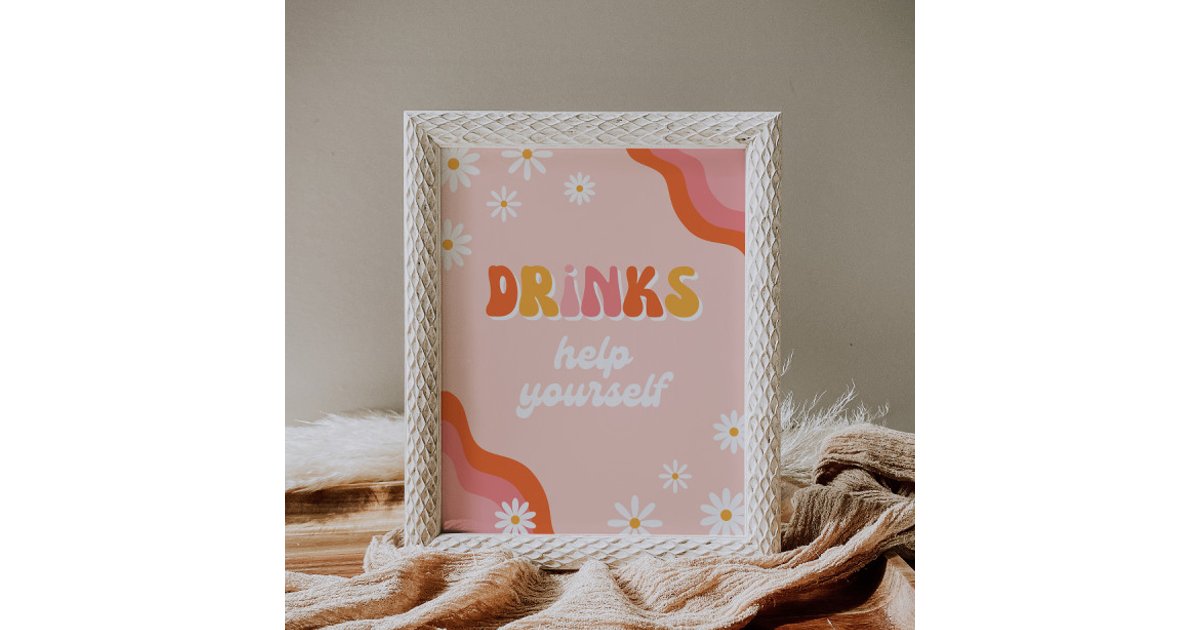 Groovy Drinks Party Sign | Groovy Sign | Zazzle