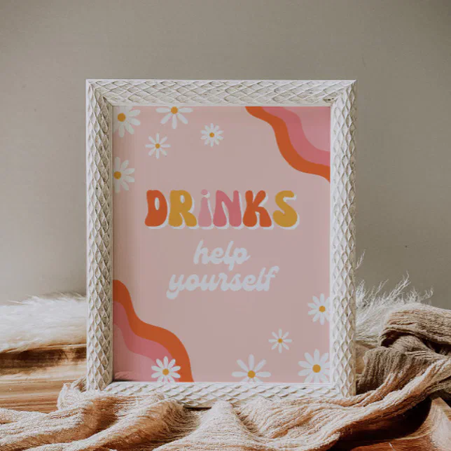 Groovy Drinks Party Sign | Groovy Sign | Zazzle