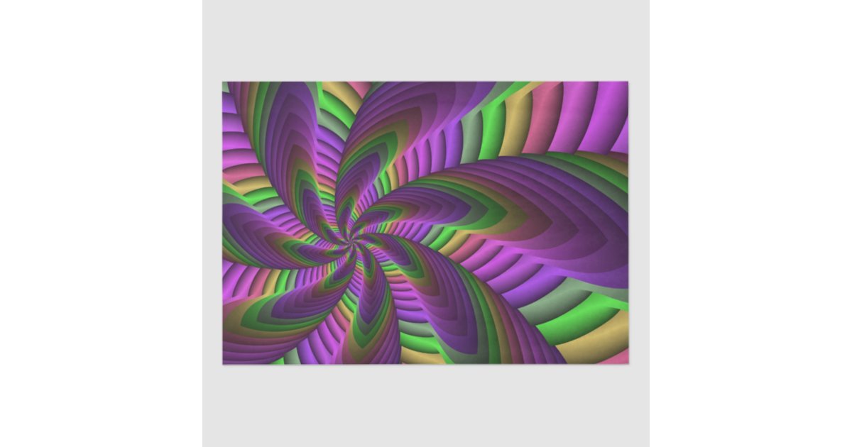 Groovy Energetic Colorful Neon Fractal Pattern Tissue Paper | Zazzle