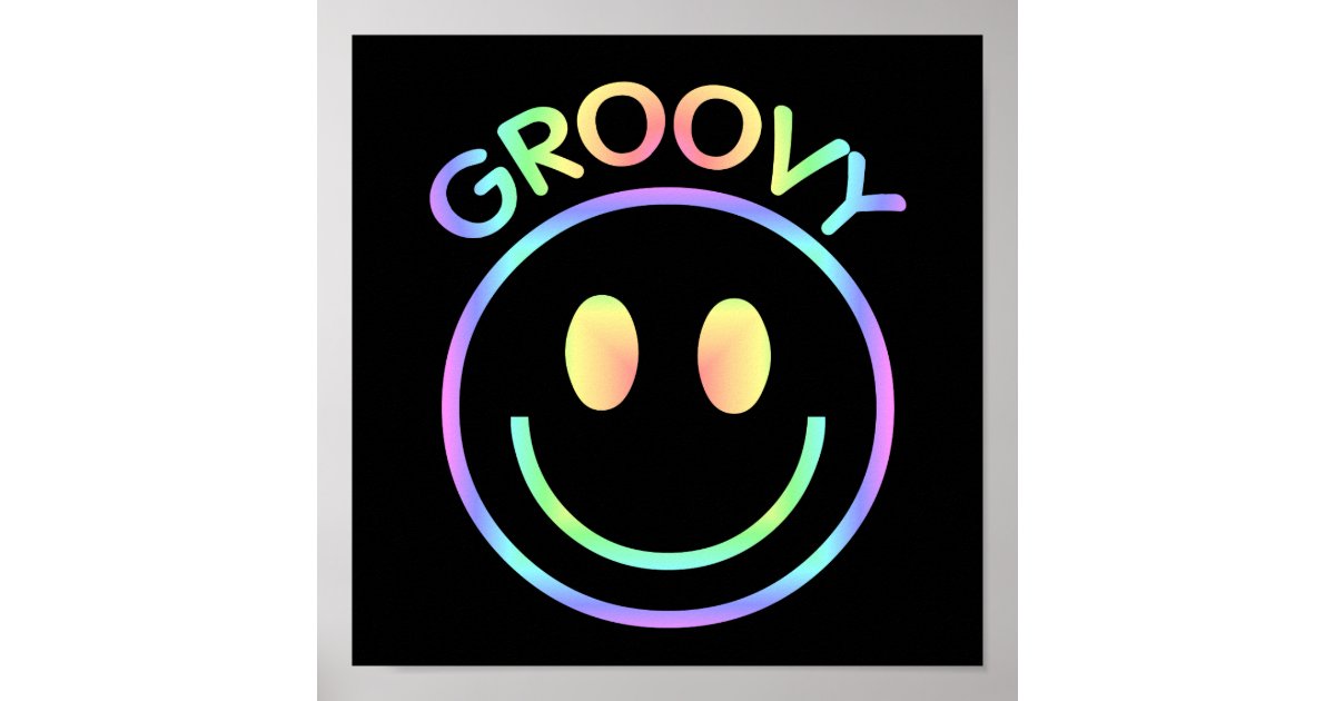 Groovy Face | Retro 70's Poster | Zazzle