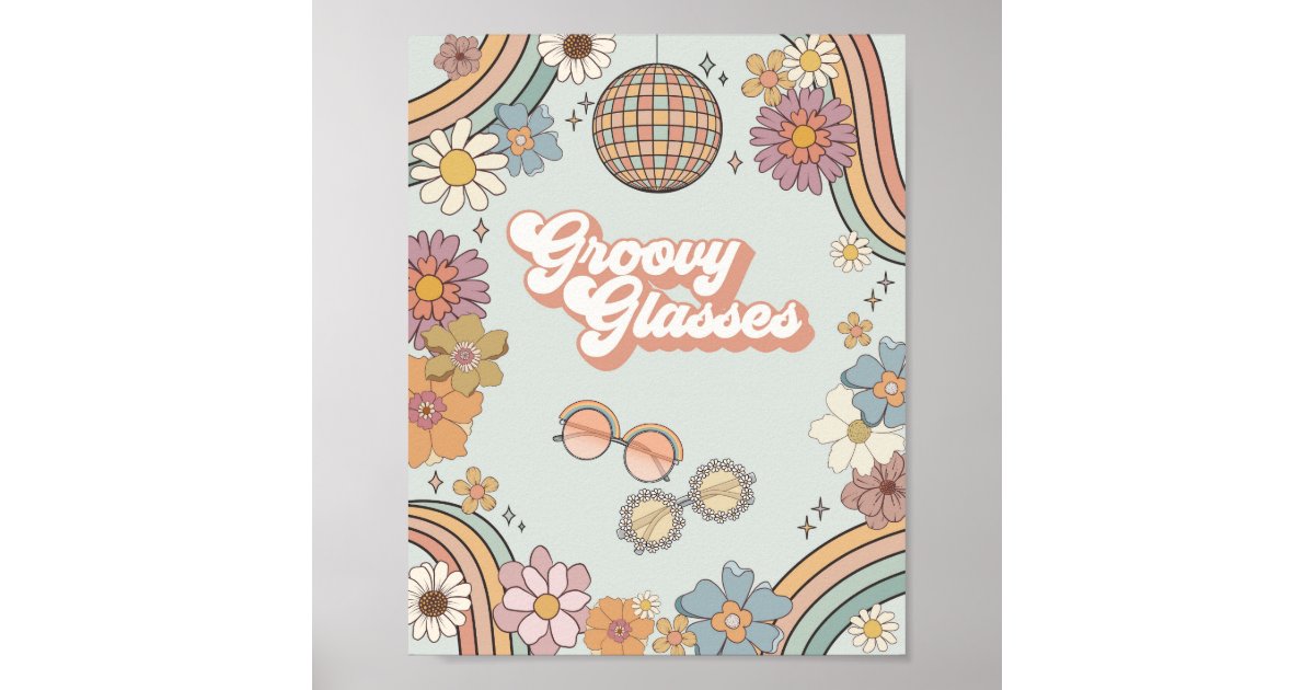groovy floral 70s retro tattoo station favor sign | Zazzle