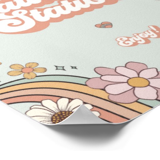 groovy floral 70s retro tattoo station favor sign | Zazzle