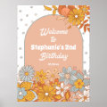 Groovy Flower Retro Birthday Party Welcome Sign | Zazzle