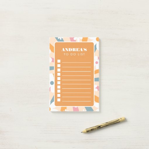 Groovy Fun Hippie Retro Daisy To Do List Checklist Post-it Notes | Zazzle