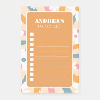 Groovy Fun Hippie Retro Daisy To Do List Checklist Post-it Notes | Zazzle