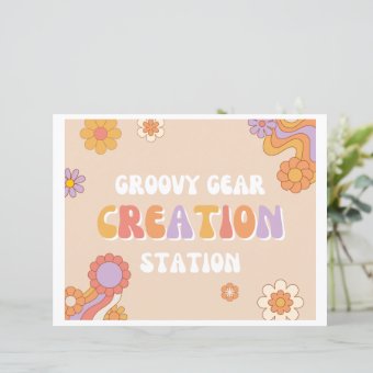 Groovy Gear Creation Station Sign | Groovy Party | Zazzle