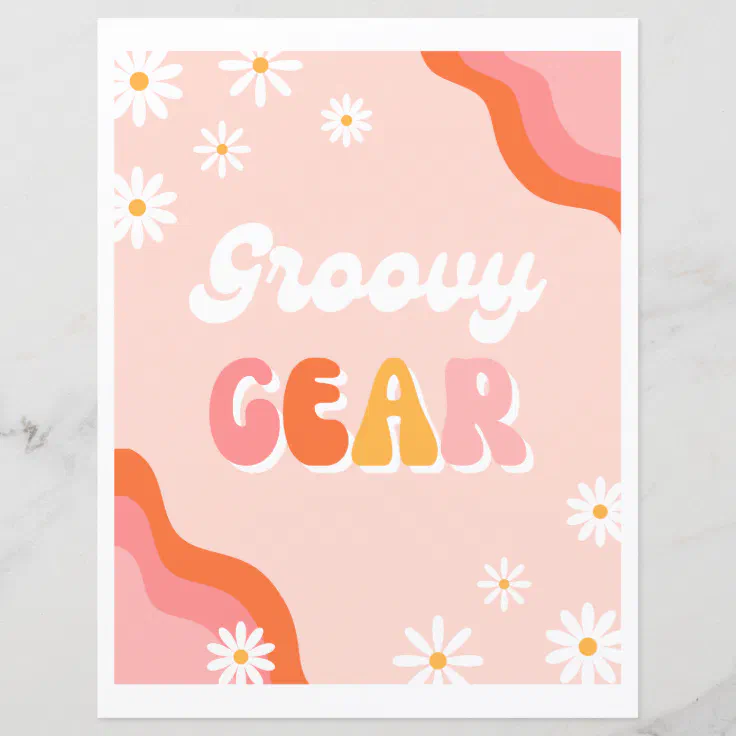 Groovy Gear Sign | Groovy Party Station Sign | Zazzle