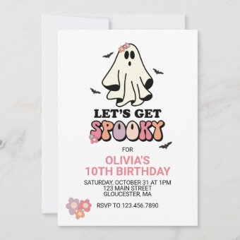 groovy Ghost retro Halloween Birthday Invitation | Zazzle