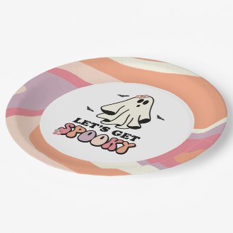 groovy Ghost retro Halloween Birthday Paper Plates | Zazzle