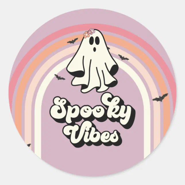 groovy Ghost retro Halloween Spooky Vibes Birthday Classic Round ...