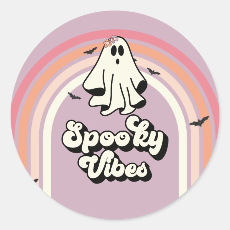 groovy Ghost retro Halloween Spooky Vibes Birthday Classic Round ...