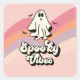 groovy Ghost retro Halloween Spooky Vibes Birthday Square Sticker | Zazzle