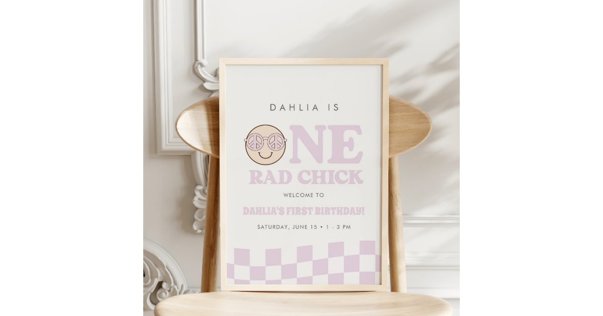 Groovy Girl Checkered Happy Face | Welcome Sign | Zazzle