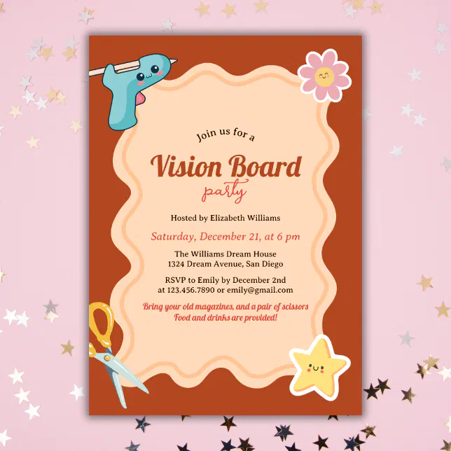 Groovy Girls DIY Dream Vision Board Party Invitation | Zazzle