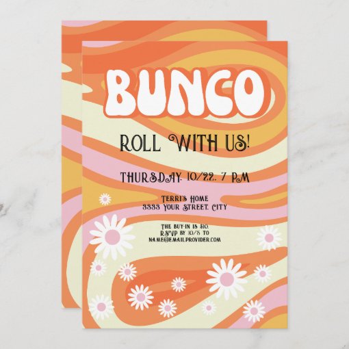 Groovy Ladies Night Bunco Party Invitation | Zazzle