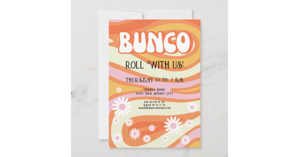 Groovy Ladies Night Bunco Party Invitation | Zazzle