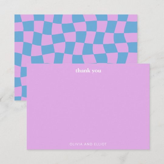Groovy Lavender Checkerboard Cute Baby Shower Thank You Card | Zazzle.com