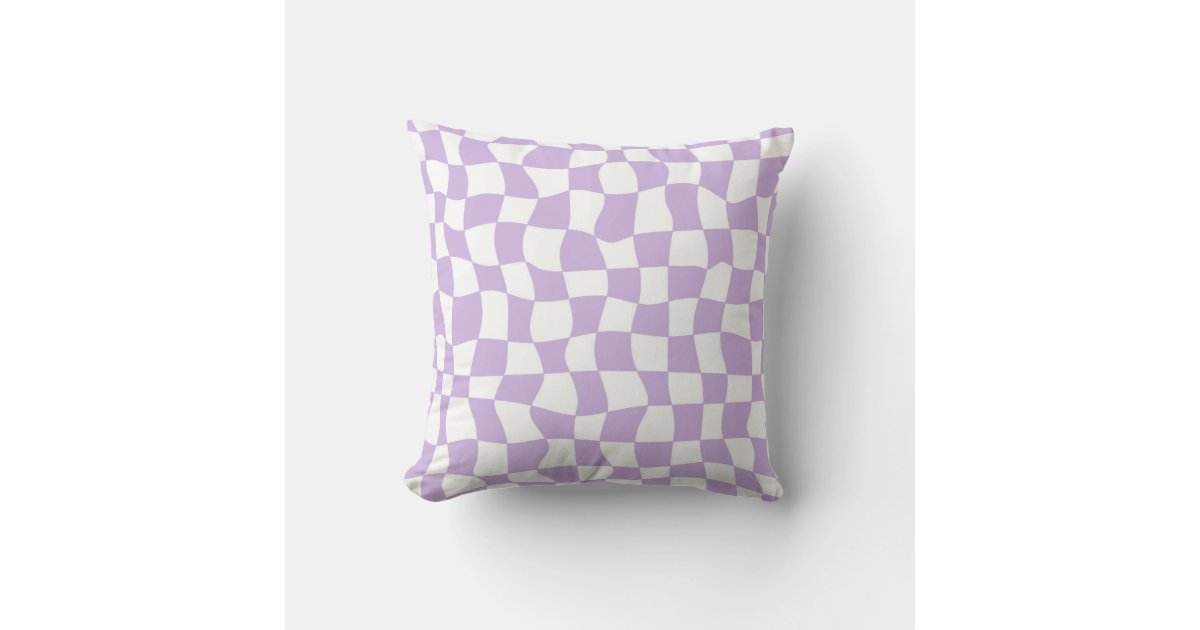 Groovy Lavender White Checks Checkered Throw Pillow | Zazzle