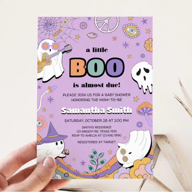 Groovy Little Boo Baby Shower Invitation | Zazzle