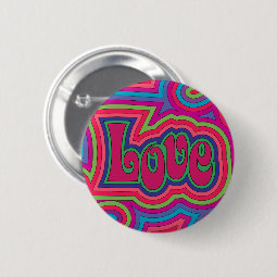 Groovy Love Button | Zazzle