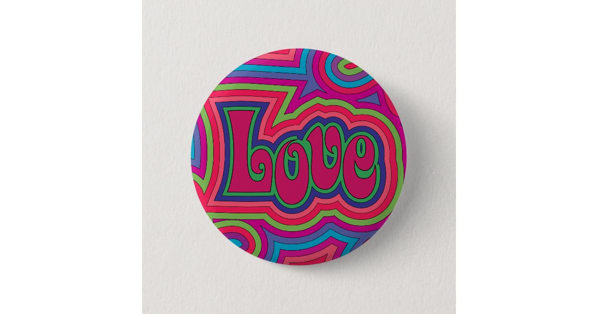 Groovy Love Button | Zazzle