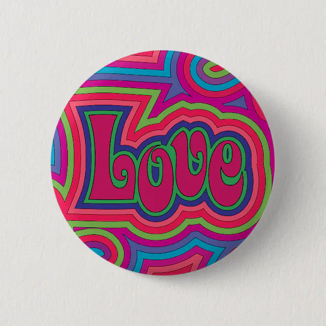 Groovy Love Button | Zazzle