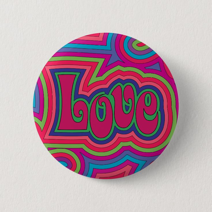 Groovy Love Button | Zazzle