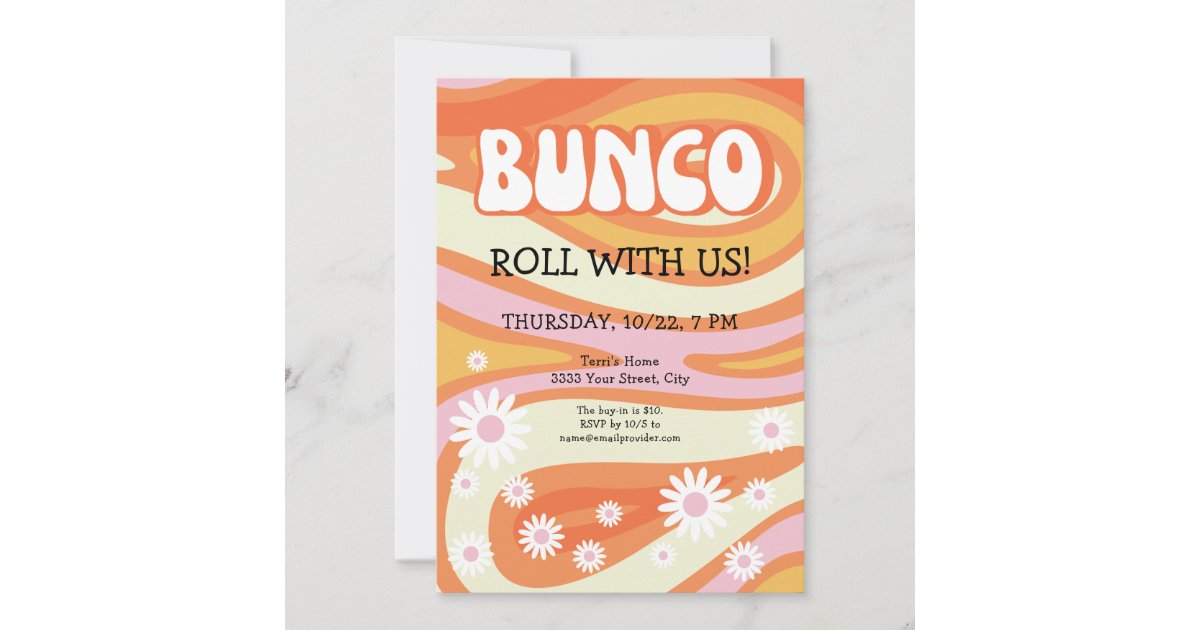 Groovy Mod Ladies Night Bunco Party Invitation | Zazzle