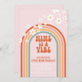 Groovy Nine is a Vibe daisy rainbow 9TH birthday Invitation | Zazzle
