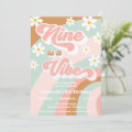 Groovy Nine is a Vibe retro pastels 9th birthday Invitation | Zazzle