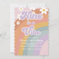 Groovy Nine is a vibe Retro Rainbow 9th Birthday Invitation | Zazzle