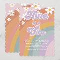 Groovy Nine is a vibe Retro Rainbow 9th Birthday Invitation | Zazzle