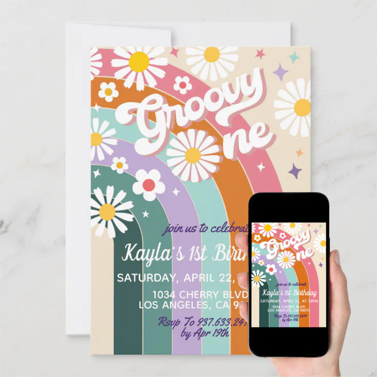 Groovy One 1st Birthday Invitation | Zazzle